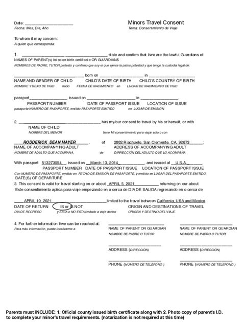Fillable Online Letter Of Consent To Travel Spanish Translation Linguee Fax Email Print
