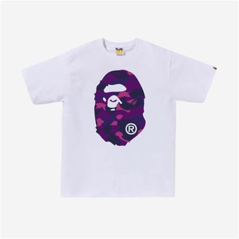 베이프 컬러 카모 컬리지 티셔츠 화이트 퍼플 Bape Kream