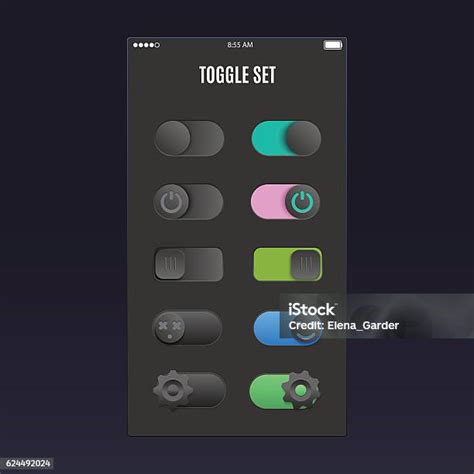 Ui 모바일 응용 프로그램의 웹 디자인으로 전환합니다 그래픽 사용자 인터페이스에 대한 스톡 벡터 아트 및 기타 이미지 그래픽 사용자 인터페이스 기어 기계 부분 단일
