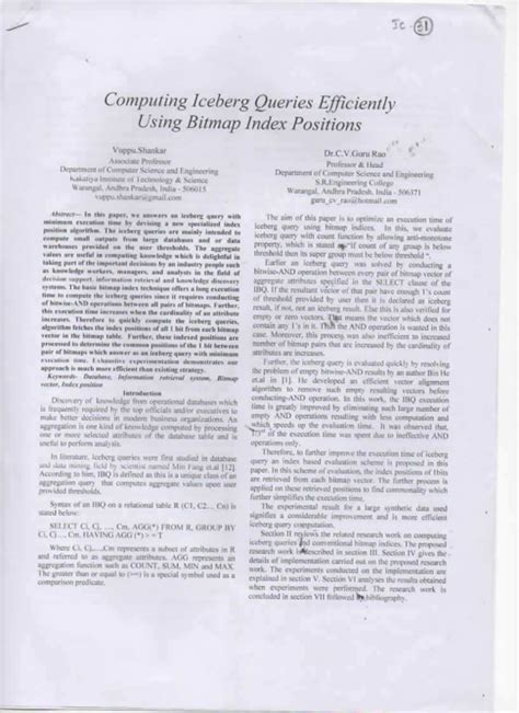 Pdf Computing Iceberg Queries Efficiently Using Bitmap Index Positions
