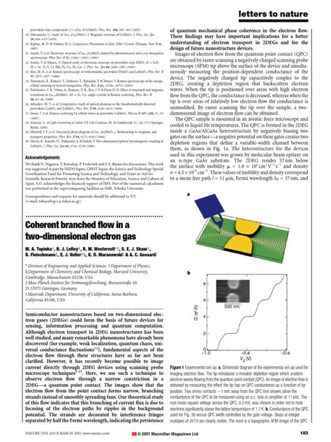 Coherent Branched Flow In A Two Dimensional Electron Gas Nature 410 183 186 2001 Pdf
