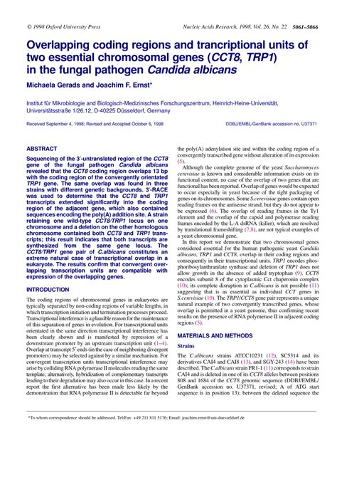 Pdf Overlapping Coding Regions And Trancriptional Units Of Two