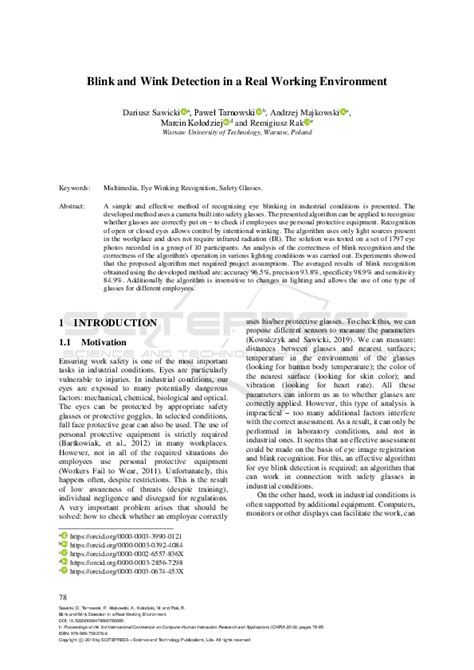 pdf blink and wink detection in a real working environment
