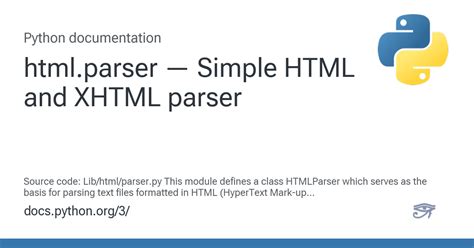 Htmlparser — Simple Html And Xhtml Parser — Python 3137 Documentation