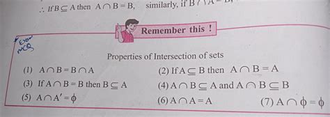 Properties Of Intersection Of Sets A Cap B B Cap A If A Subseteq B