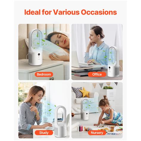 Vevor Bladeless Desk Fan Safe Portable Quiet Usb Cooling