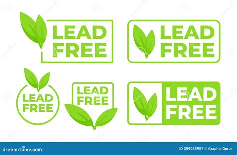 Set Of Green Labels With Lead Free Text Sign Label Vector