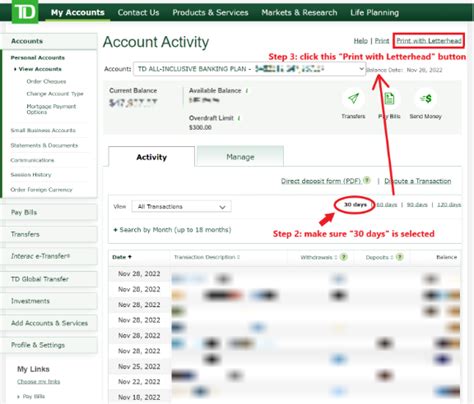 Td Monthly Bank Statements Mortgages Lab
