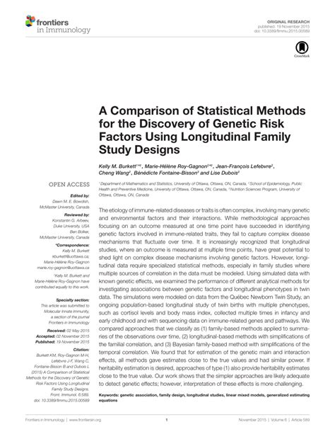 Pdf A Comparison Of Statistical Methods For The Discovery Of Genetic