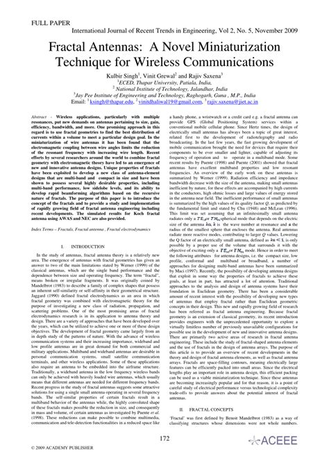 Pdf Fractal Antennas A Novel Miniaturization Technique For Wireless Communications