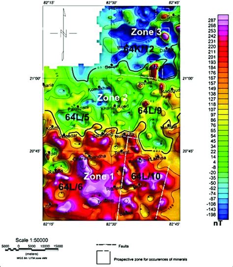 Magnetic Tf Anomaly Map In Parts Of Mahasamund And Gariabad Districts Download Scientific