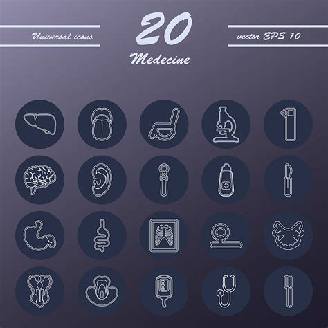 의학 및 건강 관리 얇은 아이콘 벡터 세트 Eps Ai Uidownload