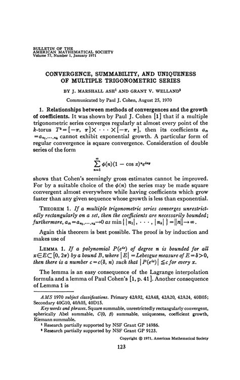 Pdf Convergence Uniqueness And Summability Of Multiple Trigonometric Series