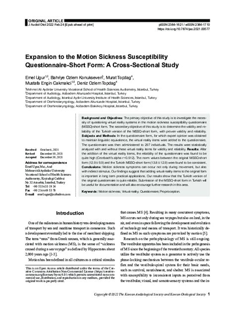 Pdf Expansion To The Motion Sickness Susceptibility Questionnaire