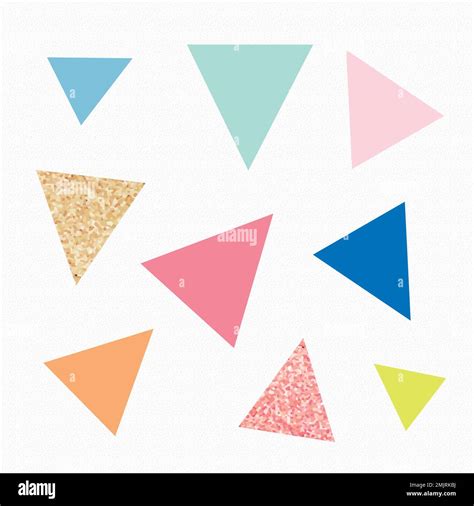 Cute Triangle Shape Sticker Colorful Pastel Glitter Geometric Clipart Vector Set Stock Vector