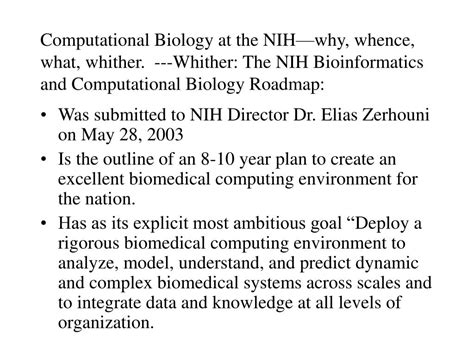 Ppt The Nih Bioinformatics And Computational Biology Roadmap Powerpoint Presentation Id 262632