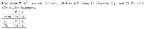 Solved Problem 2 Convert The Following Dfa To Re Using 1