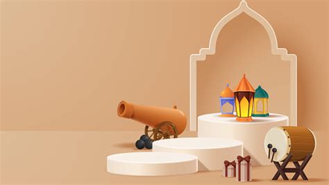 이슬람 전시 연단 장식 배경과 이슬람 장식 벡터 3d 일러스트레이션 강단에 대한 스톡 벡터 아트 및 기타 이미지 강단 배경