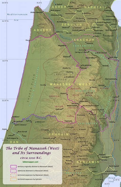 Poster Map Of The Tribe Of Manasseh West And Its Surroundings Circa