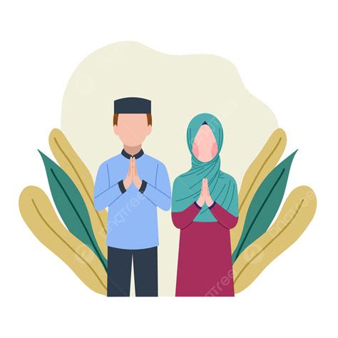 Eid Mubarak Muslim Vector Hd Images Eid Mubarak Muslim Couple Illustration Muslim Couple