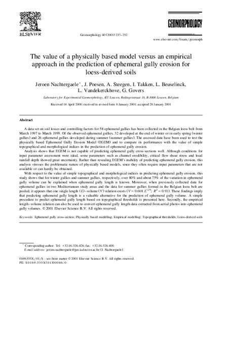 Pdf The Value Of A Physically Based Model Versus An Empirical