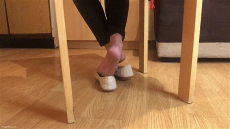 Candid Shoeplay Feet Dangling In White Ballet Flats Mov Mobile Version Dollhouse Studio