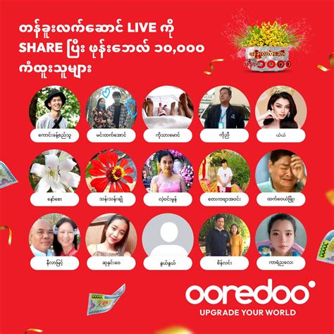 Ooredoo Myanmar တန်ခူးလက်ဆောင် သိန်း ၁၀၀၀ ကံထူးရှင်