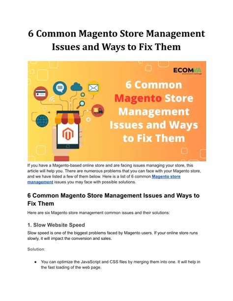 Ppt 6 Common Magento Store Management Issues And Ways To Fix Them Powerpoint Presentation Id