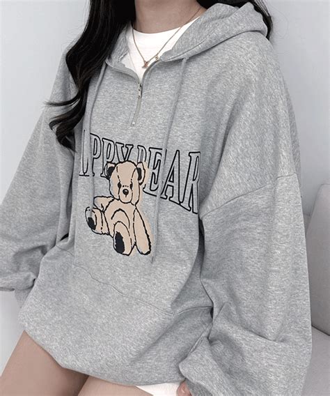 테디베어 반집업 후드티 귀여운 곰돌이 오버핏 루즈핏 벌룬소매 후드 티셔츠 곰돌이후드티 곰후드티 테디베어후드티 곰돌이티 오버핏후드 루즈핏후드 반집업후드티 후드티셔츠 귀여운