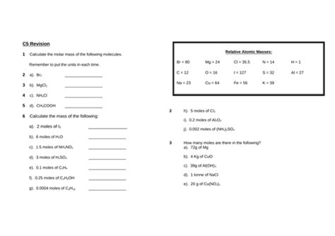 Aqa Gcse 9 1 Chemistry Unit 3 2 Amount Of Substance Higher Moles Limiting Reagent Teaching