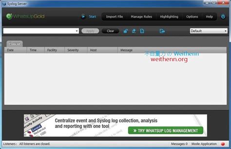 Free Whatsup Syslog Server 免費 Syslog Server 何處尋？ 在這裡 ~ 不自量力 の Weithenn