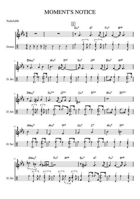 Moments Notice Jazz 드럼 멜로디드럼코드반주 악보 무료 반주기 프로그램