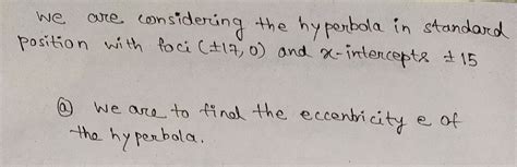 Answered Consider The Hyperbola In Standard Bartleby