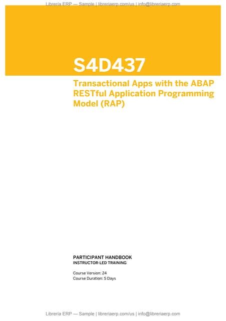 S4d437 Col24 Transactional Apps With The Abap Restful Application Programming Model Rap Pdf