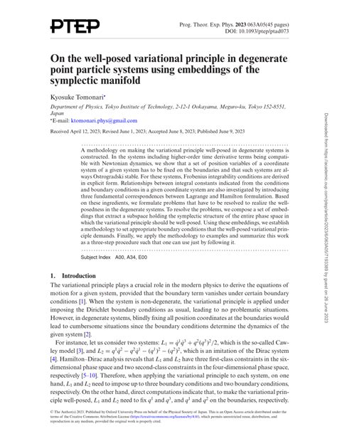 Pdf On The Well Posed Variational Principle In Degenerate Point Particle Systems Using
