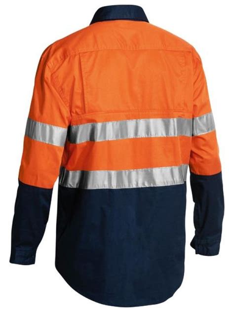 Bisley Hi Vis Cool Lightweight Closed Front Long Sleeve Shirt With