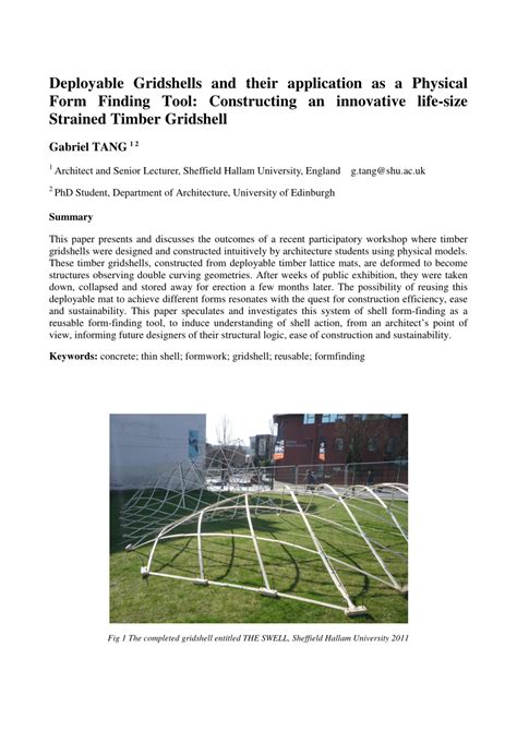 Pdf Deployable Gridshells And Their Application As A Physical Form