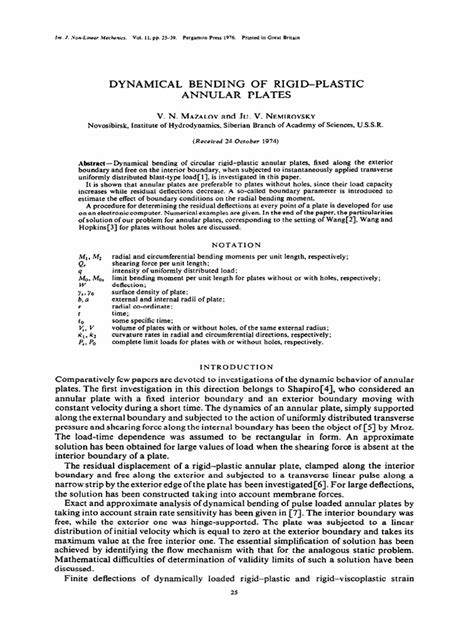 Pdf Dynamical Bending Of Rigid Plastic Annular Plates Dokumen Tips
