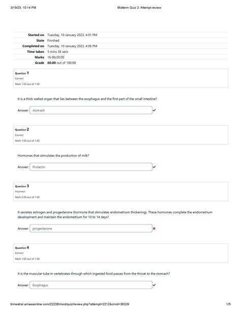 Midterm QUIZ Physio Enjoy Started On Tuesday January PM State Finished