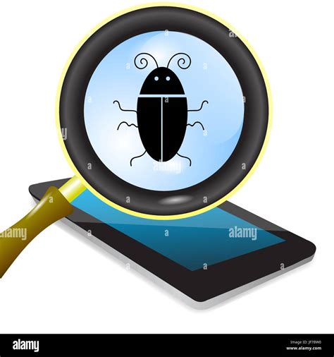 Computer Bug Computer Virus Under Magnifying Glass Stock Vector Image And Art Alamy