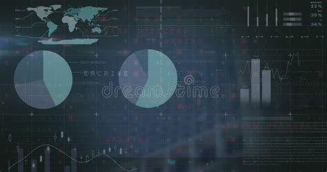 Animation Of Infographic Interface Over Multiple Texts Letters