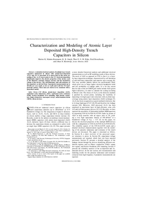 Pdf Characterization And Modeling Of Atomic Layer Deposited High