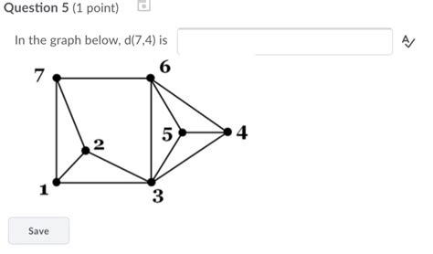 solved question 5 1 point in the graph below d 7 4 is a