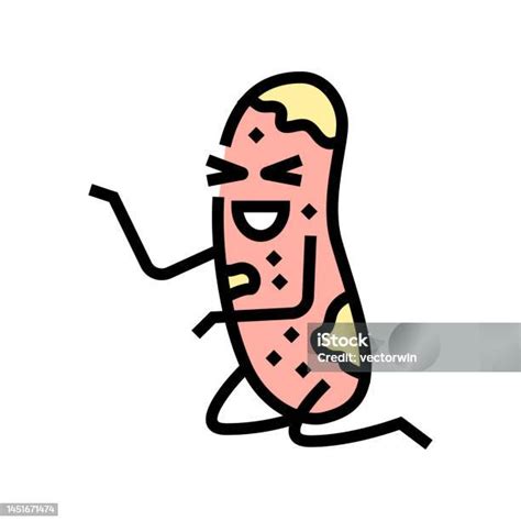 소시지 고기 캐릭터 컬러 아이콘 벡터 일러스트 레이 션 고기에 대한 스톡 벡터 아트 및 기타 이미지 고기 귀여운 돼지고기