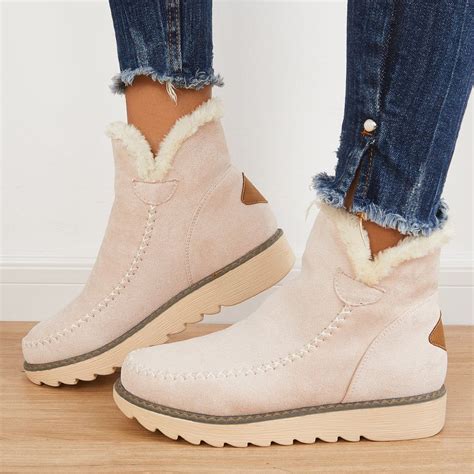 Mollyshoe Classic Non Slip Ankle Snow Booties Fur Lined Boots Boots Ankle Snow Boots