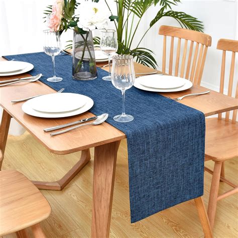 Faux Linen Double Layer Table Runner 72 Inch Long Farmhouse