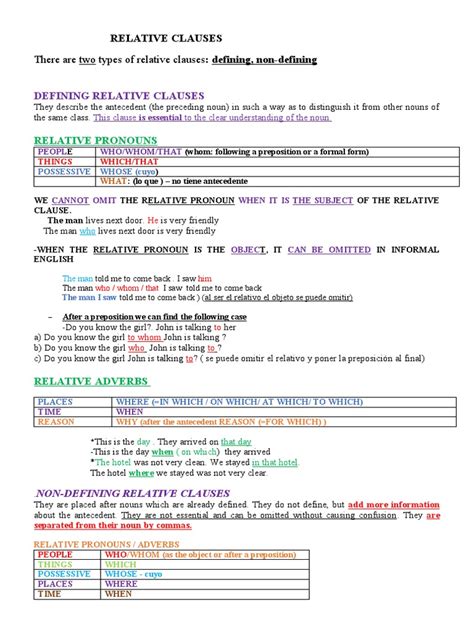 Relative Clauses Notes Pdf