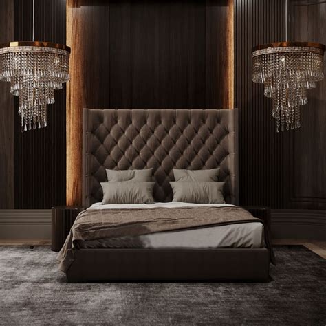 Diamond Tufted Winged Headboard Bed Sanfurnitureae