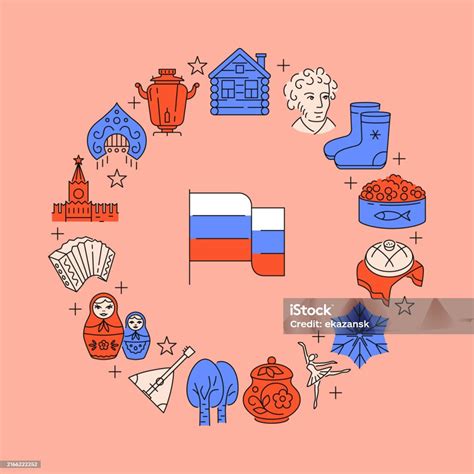 Round Poster With Russian Symbols Stock Illustration Download Image