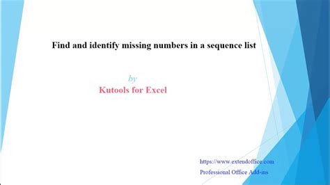 How To Identify Missing Numbers Sequence In Excel Youtube